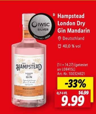 Hampstead London Dry Gin Mandarin Angebot bei Lidl