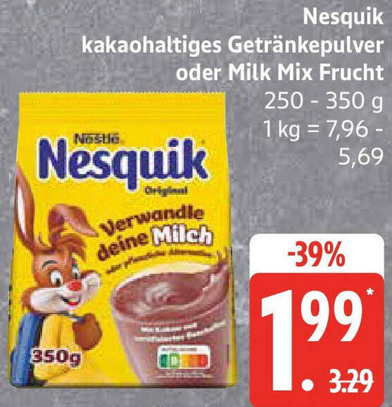 Nesquik kakaohaltiges Getränkepulver oder Milk Mix Frucht 250-350 g ...
