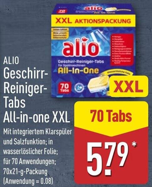 ALIO Geschirr-Reiniger-Tabs All-in-one XXL Angebot bei Aldi Nord