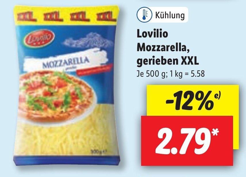 Lovilio Mozzarella gerieben XXL 500g Angebot bei Lidl