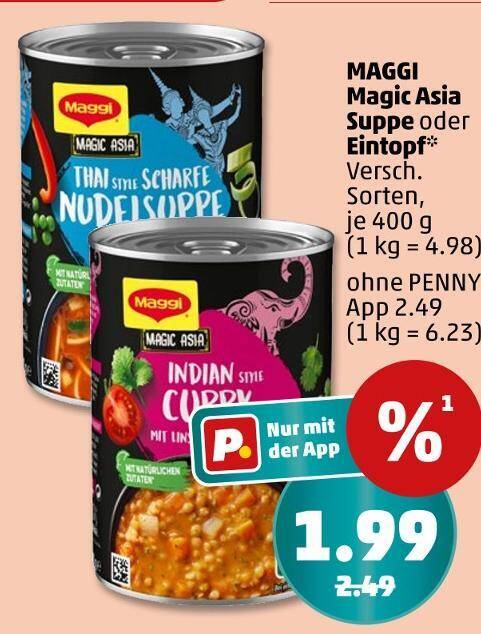 Maggi magic asia suppe oder eintopf Angebot bei PENNY €2,49