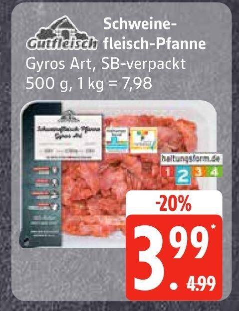 Gutfleisch schweinefleisch-pfanne gyros art Angebot bei Edeka