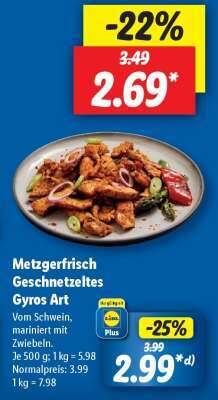Metzgerfrisch Geschnetzeltes Gyros Art Angebot bei Lidl