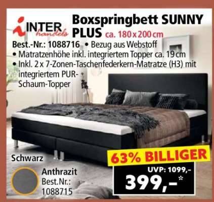 Boxspringbett SUNNY PLUS ca. 180 x 200 cm Angebot bei Norma