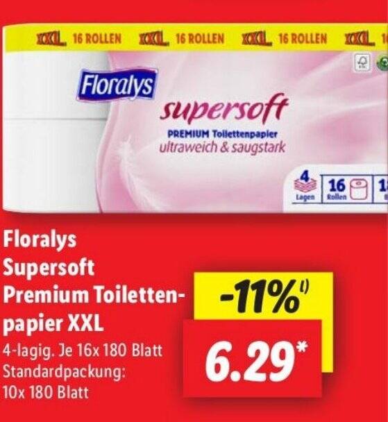 Floralys Supersoft Premium Toiletten- papier XXL Angebot bei Lidl