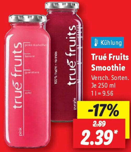 Trué Fruits Smoothie 250 ml Angebot bei Lidl