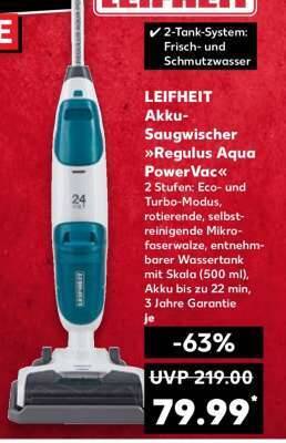 LEIFHEIT Akku-Saugwischer Regulus Aqua PowerVac Angebot bei Kaufland