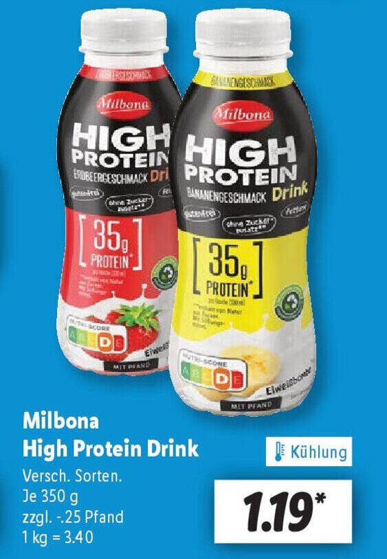 Milbona High Protein Drink 350 g Angebot bei Lidl
