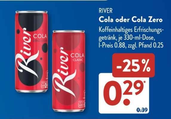 RIVER Cola oder Cola Zero Angebot bei Aldi Süd