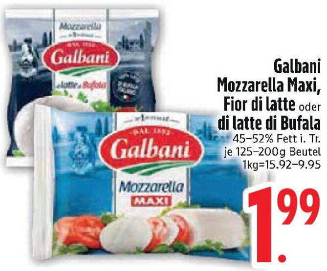 Galbani Mozzarella Maxi, Fior di latte oder di latte di Bufala 125-200 ...