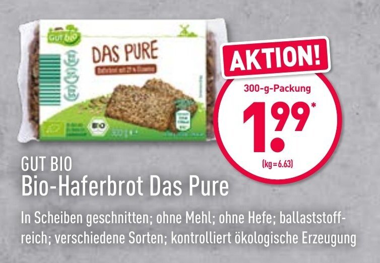 Gut Bio Haferbrot Das Pure 300g Angebot bei Aldi Nord