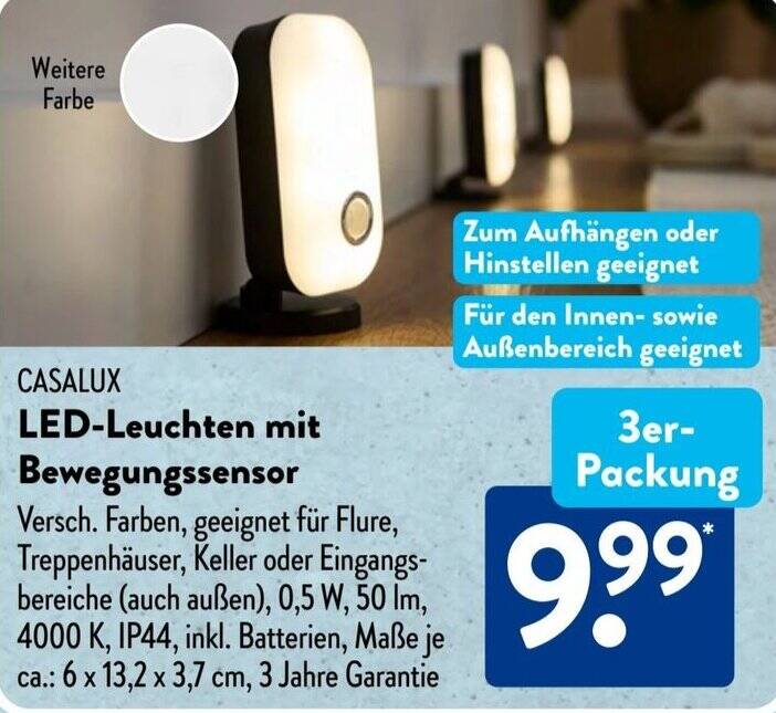 CASALUX LED-Leuchten mit Bewegungssensor Angebot bei Aldi Süd