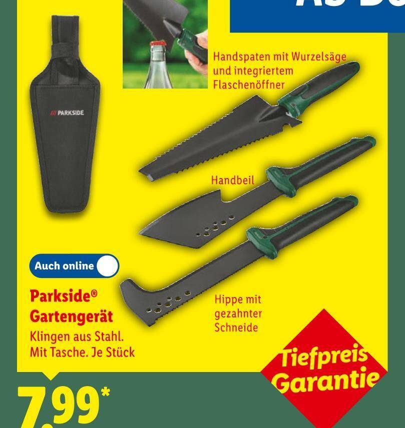 Parkside handspaten mit wurzelsäge und integriertem flaschenöffner ...