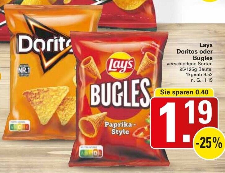 Lays Doritos oder Bugles 95-125 g Angebot bei WEZ