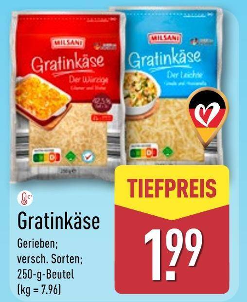 Milsani gratinkäse der würzige Angebot bei Aldi Nord