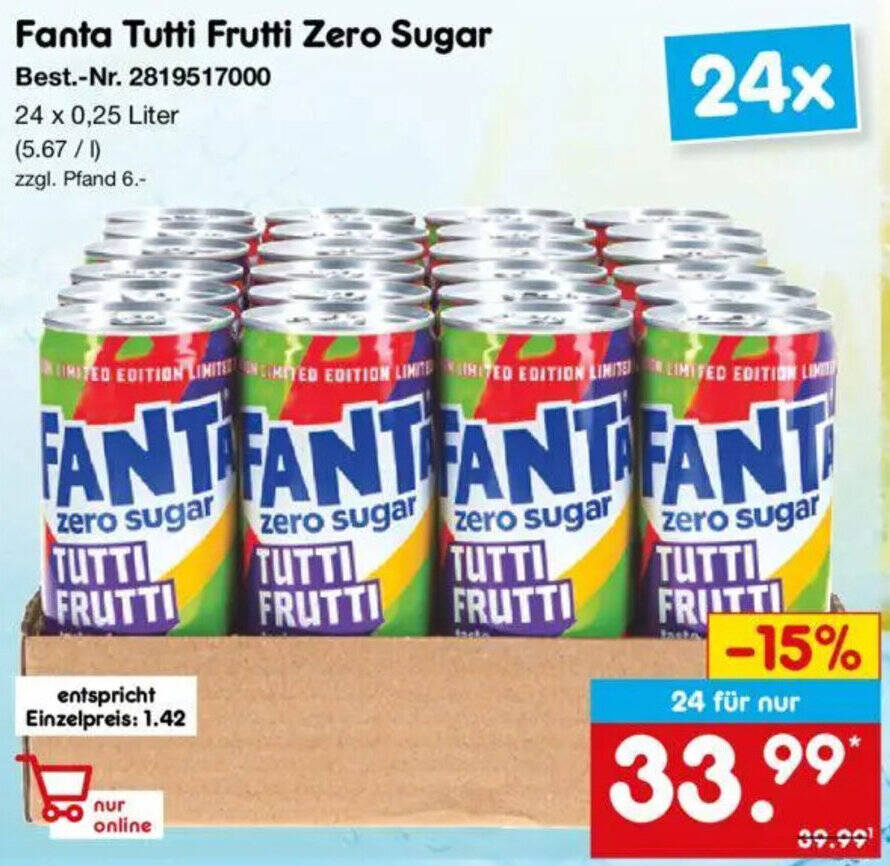 Fanta Tutti Frutti Zero Sugar Angebot bei Netto Marken-Discount