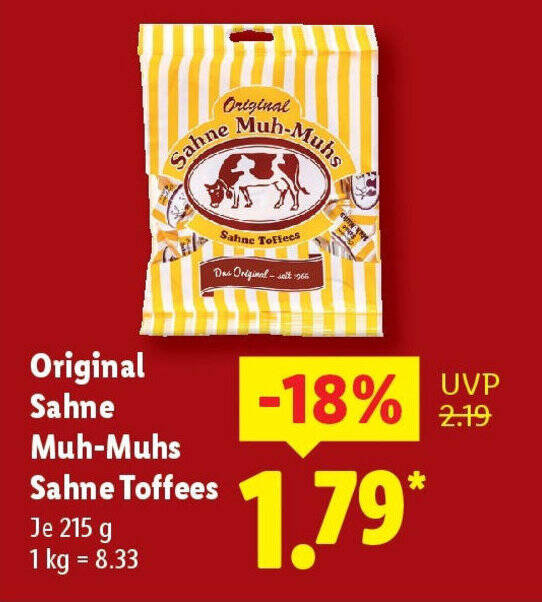Original Sahne Muh-Muhs Sahne Toffees 215 g Angebot bei Lidl