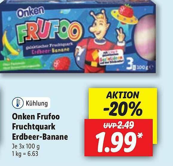 Onken Frufoo Fruchtquark Erdbeer-banane Angebot bei Lidl