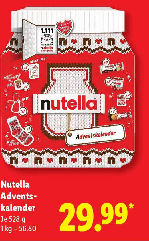 Nutella Advents- kalender 528 g Angebot bei Lidl