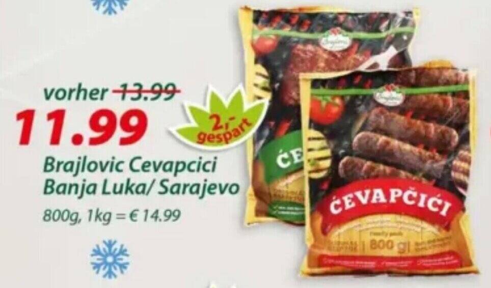 Brajlovic Cevapcici Banja Luka/Sarajevo 800 g Angebot bei Hepsi-Markt