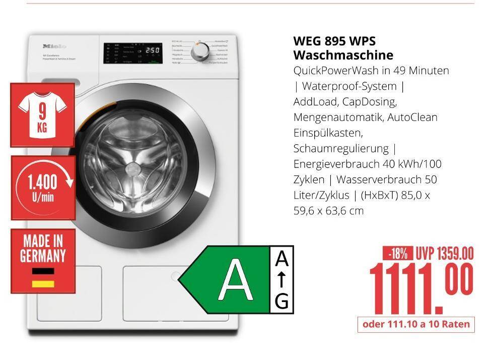 Miele weg 895 wps waschmaschine Angebot bei Hirsch und Ille