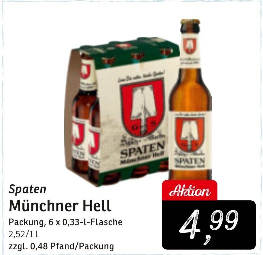 Spaten Münchner Hell 6*330 ml Angebot bei KONSUM