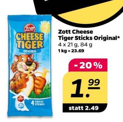 Zott Cheese Tiger Sticks Original Angebot bei NETTO