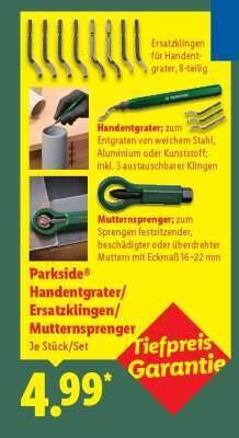 Parkside Handentgrater/Ersatzklingen/Muttersprenger Angebot bei Lidl