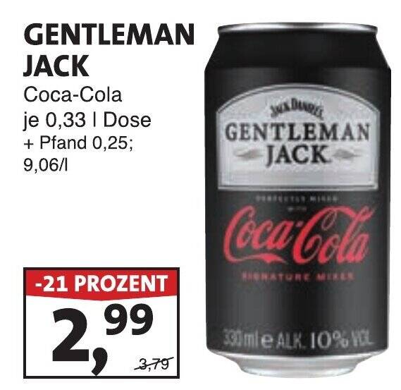 GENTLEMAN JACK Coca-Cola 330 ml Angebot bei Lösch Depot