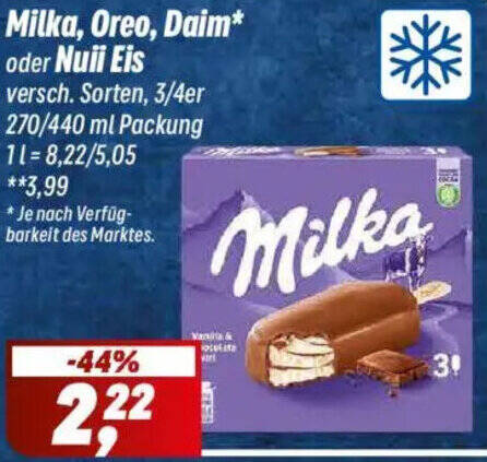 Milka, Oreo, Daim oder Nuii Eis 270-440 ml Angebot bei Simmel