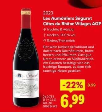 Les Aumôniers Séguret Côtes du Rhône Villages AOP Angebot bei Lidl