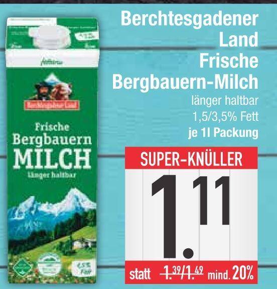 Berchtesgadener land frische bergbauern-milch Angebot bei Edeka