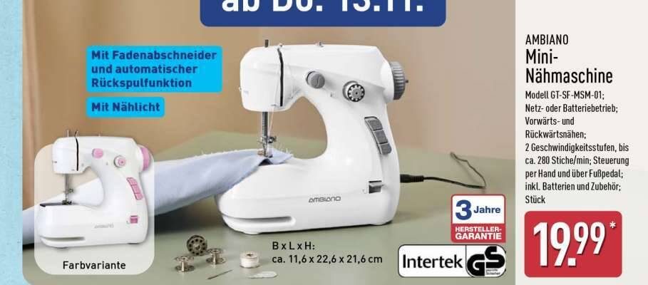 AMBIANO Mini-Nähmaschine Angebot bei Aldi Nord