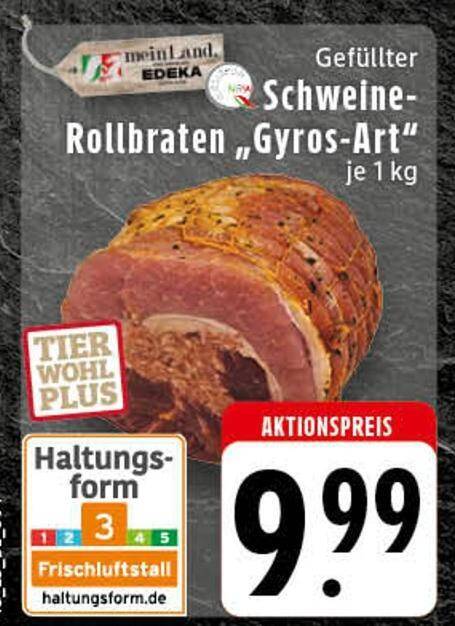 Meinland edeka gefüllter schweine-rollbraten „gyros-art“ Angebot bei Edeka