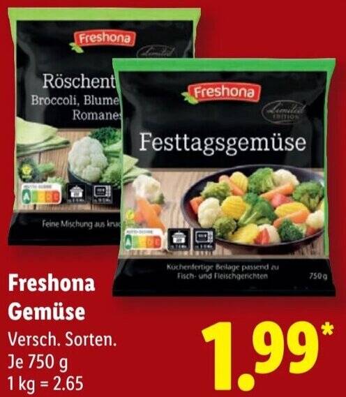 Freshona Gemüse 750 g Angebot bei Lidl