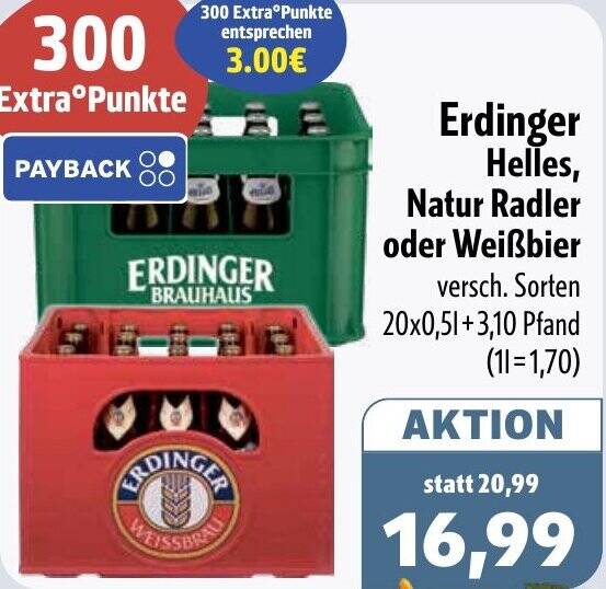 Erdinger Helles, Natur Radler oder Weißbier Angebot bei Aktiv Irma