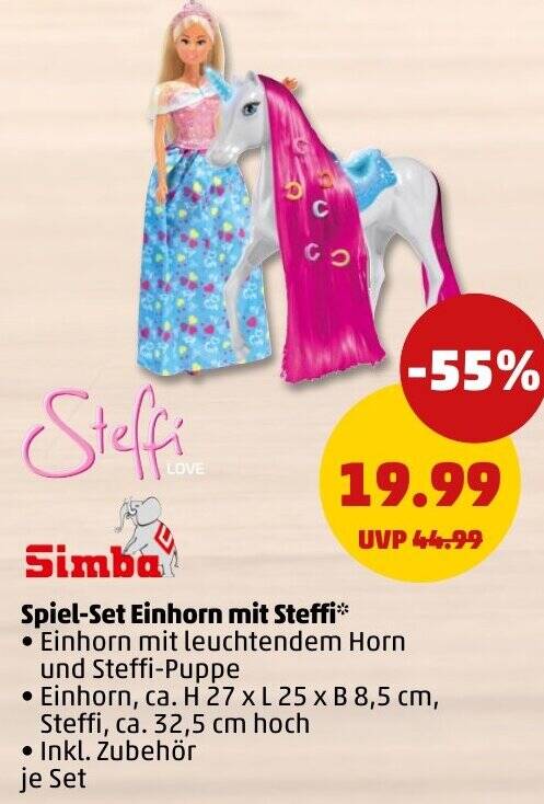Simba Spiel-Set Einhorn mit Steffi Angebot bei PENNY