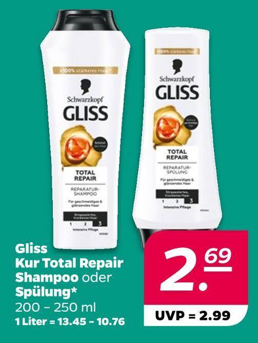 Schwarzkopf gliss kur total repair shampoo oder spülung Angebot bei NETTO
