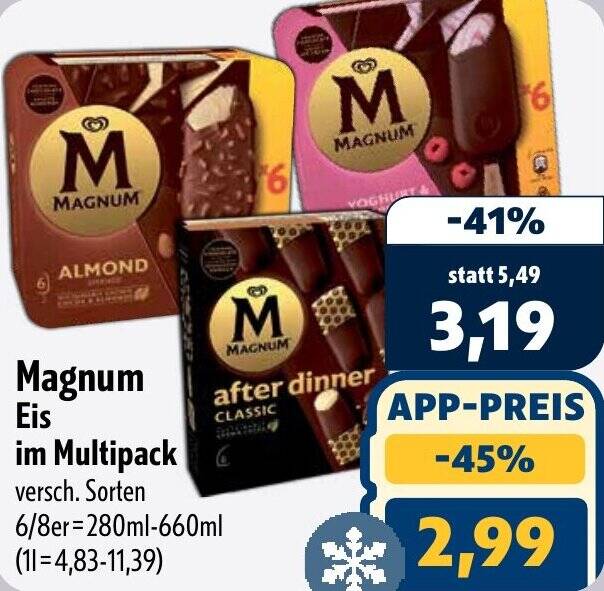 Magnum Eis im Multipack 280-660 ml Angebot bei Aktiv Irma