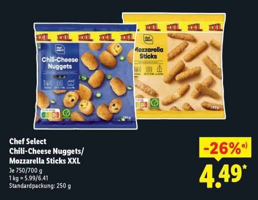Chef Select Chili-Cheese-Nuggets/Mozzarella-Sticks XXL Angebot bei Lidl