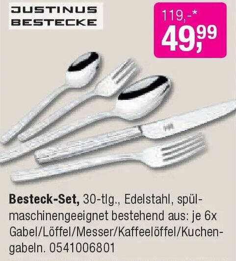 JUSTINUS BESTECKE Besteck-Set, 30-tlg. Angebot bei Opti Wohnwelt