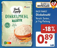 BACK FAMILY Dinkelmehl 1 kg Angebot bei Aldi Süd
