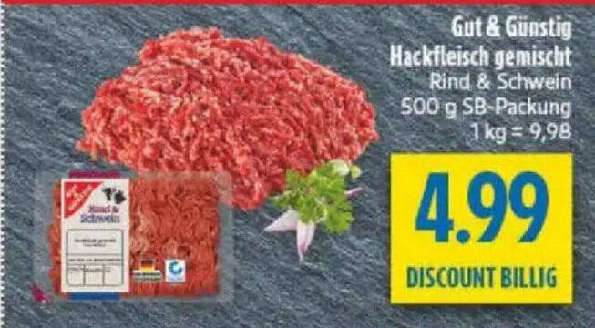 Gut & Günstig Hackfleisch gemischt 500 g Angebot bei diska