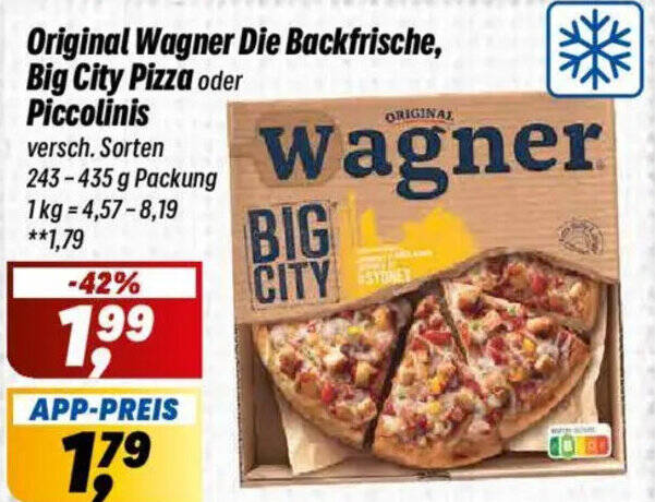 Original Wagner Die Backfrische, Big City Pizza oder Piccolinis 243-435 ...