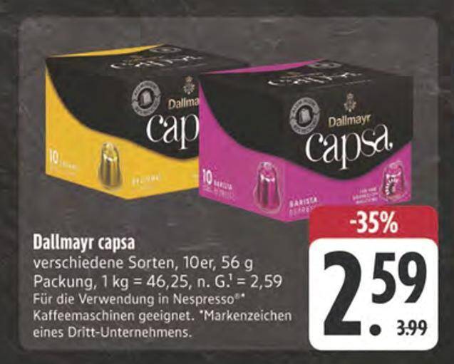 Dallmayr capsa espresso Angebot bei Edeka