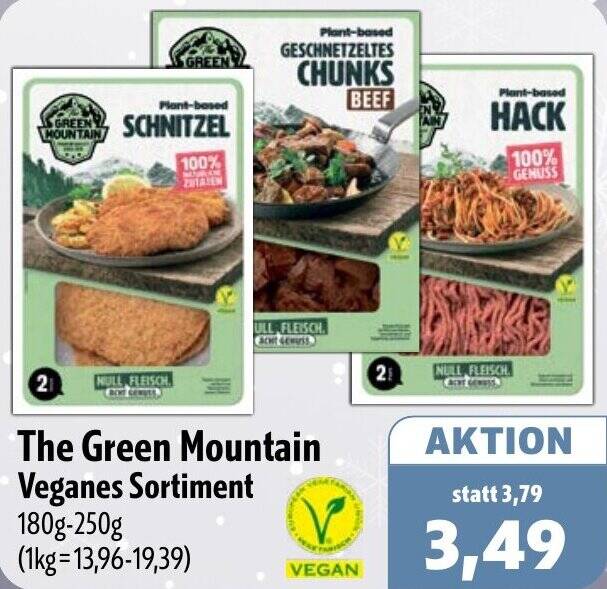 the The Green Mountain Veganes Sortiment 180-250 g Angebot bei Aktiv Irma