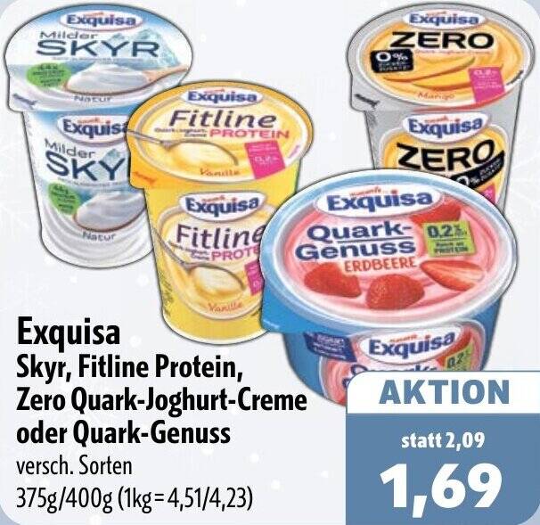 Exquisa Skyr, Fitline Protein, Zero Quark-Joghurt-Creme oder Quark ...
