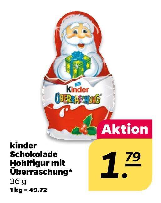 Kinder schokolade hohlfigur mit überraschung Angebot bei NETTO