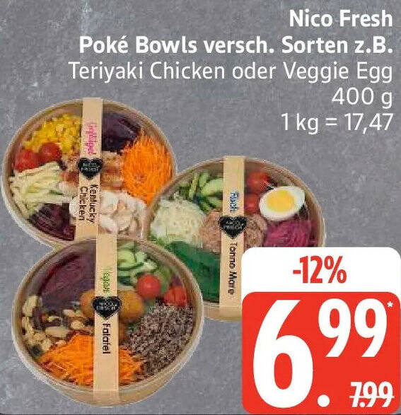 Nico Fresh Poké Bowls 400 g Angebot bei Edeka