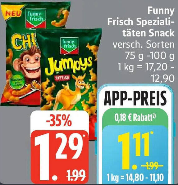 Funny Frisch Spezialitäten Snack 75 - 100 g Angebot bei Edeka